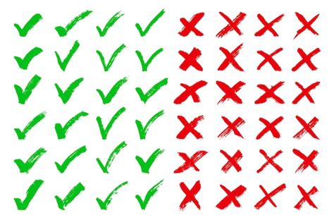 Premium Vector Hand Drawn Green Check Mark And Red Cross Mark Marker