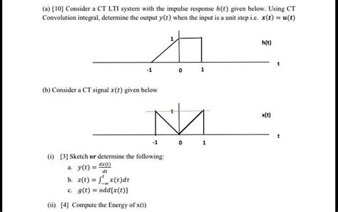 solved consider a ct lti system with the impulse response h t given below using the ct