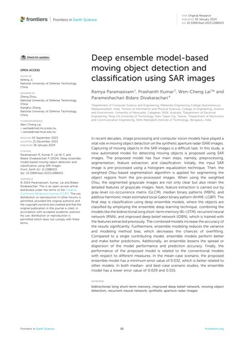 pdf deep ensemble model based moving object detection and classification using sar images