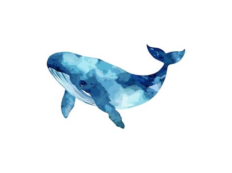 Aquarela baleia azul paisagem marinha subaquática ilustração
