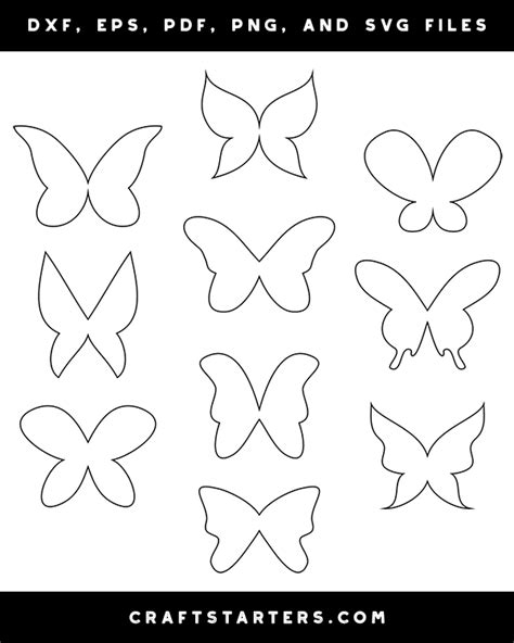 Simple Butterfly Outline Patterns DFX EPS PDF PNG And SVG Cut Files