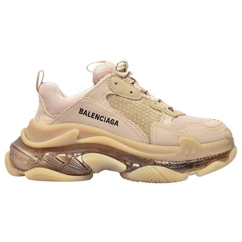 Balenciaga Baskets Triple S Clear Sole En Tissu Nude Beige Ref 686313