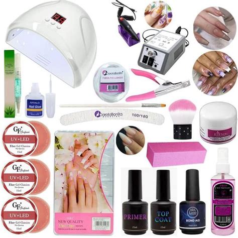 Kit Completo Acrygel Fibra Porcelana Unhas Gel Lixadeira GAROTA