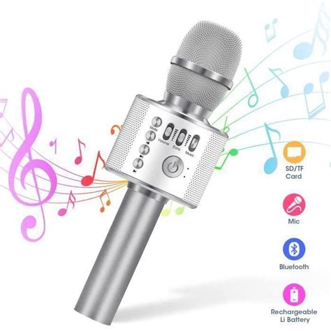 Shunli Microphone Sans Fil Karaoké Microphone Bluetooth Lecteur