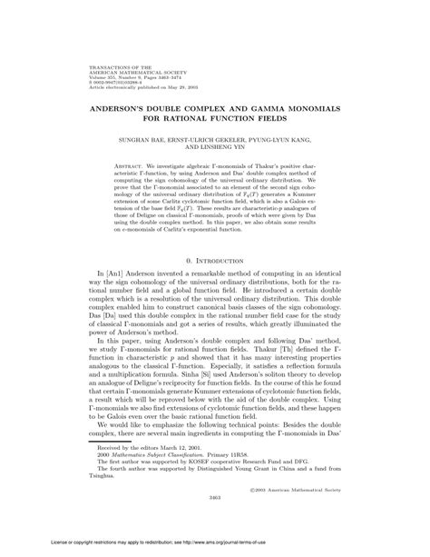 pdf anderson s double complex and gamma monomials for rational function fields
