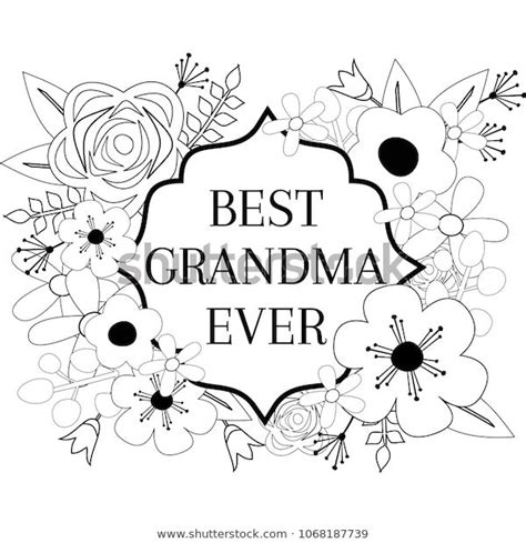 Best Grandma Ever Coloring Page Flower Stock Vector Royalty Free
