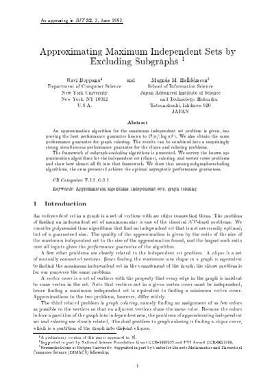 approximating maximum independent sets by excluding subgraphs 1