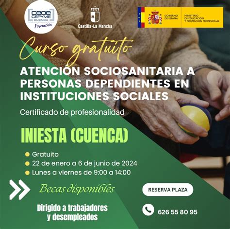 Curso gratuito de atención sociosanitaria a personas dependientes