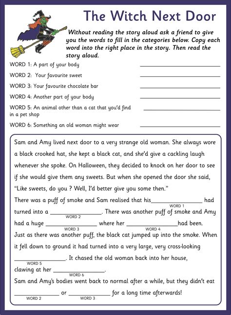 Halloween Fill In The Blank Stories Free Pdf Printables