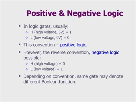 positive negative logic logic gate boolean algebra