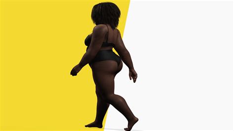 D Model Big Fat Naked African Female Cartoon Black Afro Rigged Woman