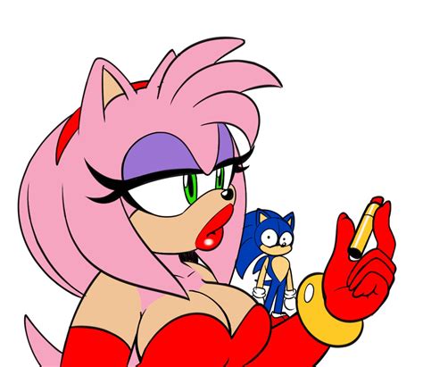 Rule 34 Amy Rose Big Breasts Cleavage Eyeshadow Headband Hedgehog Hedgehog Girl Hedgehog