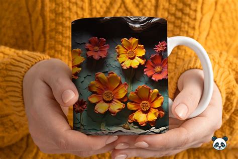 3D Helenium Mug Wrap Sublimation Graphic By Pandastic Creative Fabrica