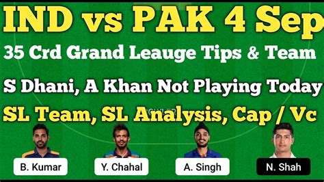 Ind Vs Pak Dream11 Team India Vs Pakistan Asia Cup 2022 Dream11