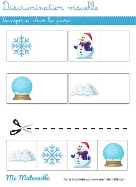 Discrimination visuelle découper et placer les paires Ma Maternelle
