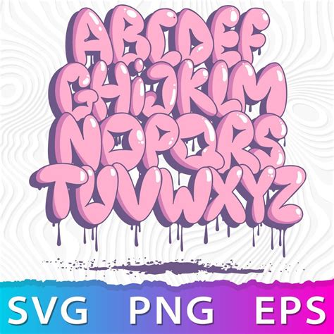 Graffiti Drip Bubble Alphabet SVG Pink Bubble Letters Bubb Inspire