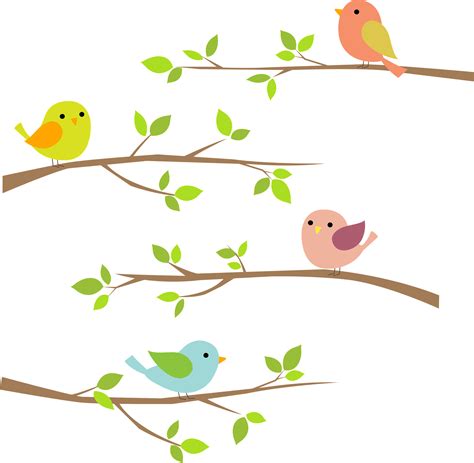 Birds Branchs Clip Art Library