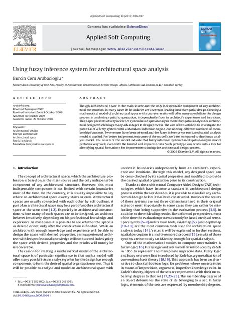pdf using fuzzy inference system for architectural space analysis burcin cem arabacioglu