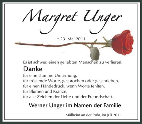 Trauer Und Todesanzeigen Von Margret Unger Trauer De