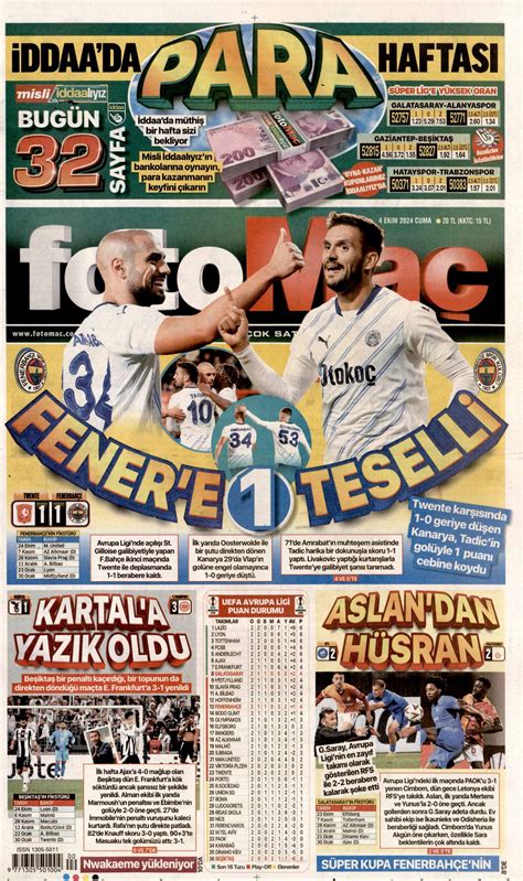 Fotomaç Gazetesi Fotomaç Manşet Oku Haberler 04 Ekim 2024