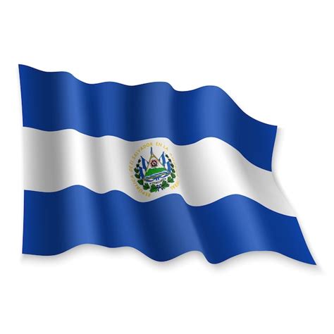 3d Realista Ondeando La Bandera De El Salvador Sobre Fondo Blanco