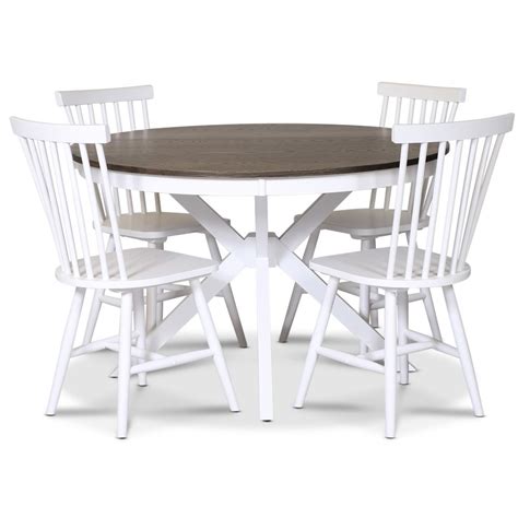 Skagen Matgrupp Runt Matbord Cm Vit Brunoljad Ek Med St