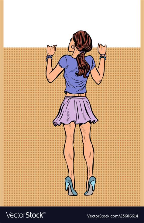 Woman Looking Over The Fence Royalty Free Vector Image