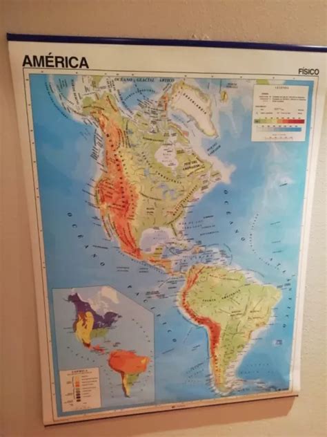 MAPA FÍSICO POLÍTICO AMÉRICA Edigol Ediciones SA 100X140 cm EUR 35 00