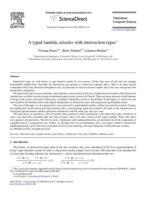 pdf a typed lambda calculus with intersection types viviana bono