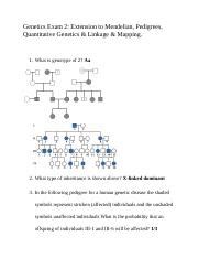 Genetics Exam 2 Docx Genetics Exam 2 Extension To Mendelian