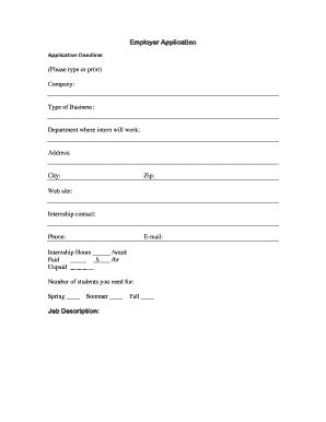 Fillable Online Employer Application Please Type Or Print Fax Email