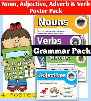 Grammar Worksheet Pack Noun Adjective Adverb And Verb Poster Pack