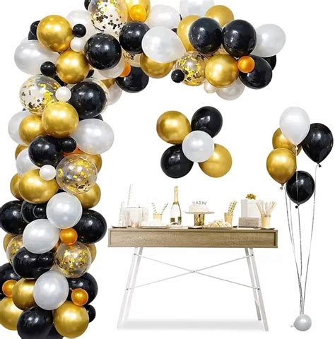 GIRLANDA BALONOWA BIAŁO CZARNO ZŁOTA GOLD balony 13195629633 Allegro pl