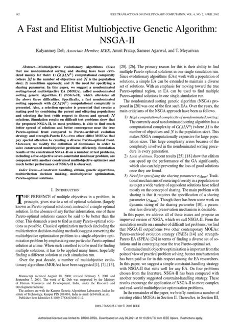 a fast and elitist multiobjective genetic algorithm nsga ii pdf mathematical optimization