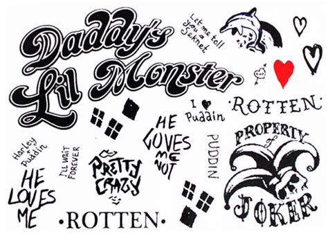 Harley Quinn Suicide Squad Joker Temporary Tattoos Costume Cosplay Fake