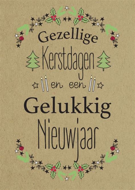 Gezellige Kerstdagen En Een Gelukkig Nieuwjaar Tekeningen Op Bruin