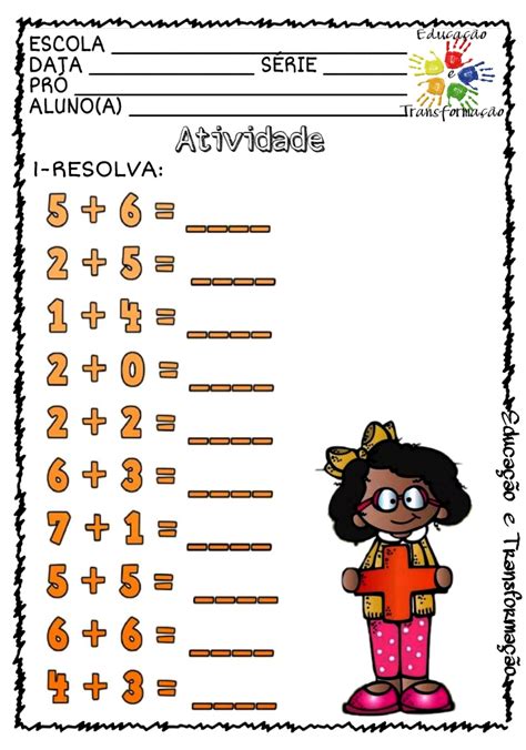 Adição Atividade para trabalhar a operação matemática de adição