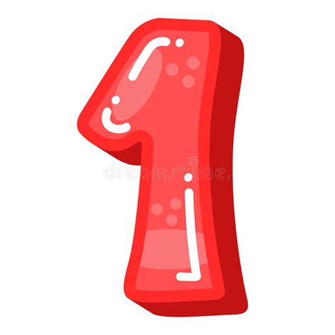 Cute Funny Number Vector Illustration Funny Cartoon Number One Font