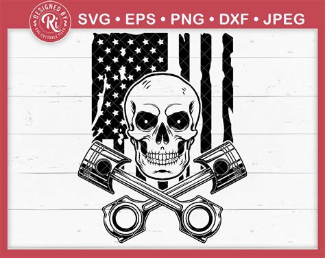 Crossed Pistons Skull Mechanic Svg Us Skull Mechanic Svg Etsy