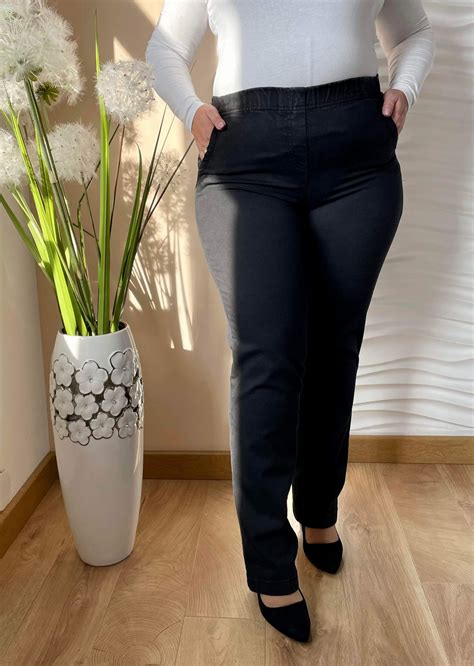 Czarne Jeansowe Spodnie Jovita Z Prost Nogawk Plus Size Xxl Moda Size