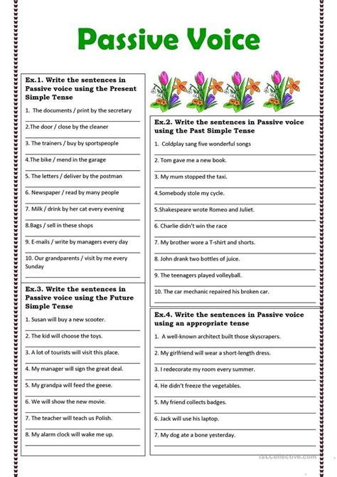 Active And Passive Voice Worksheets