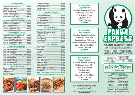 Panda Express Menu Printable Pdf