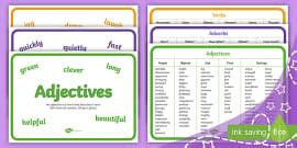 Noun Adjective Adverb And Verb Word Mat And Poster Pack KS2