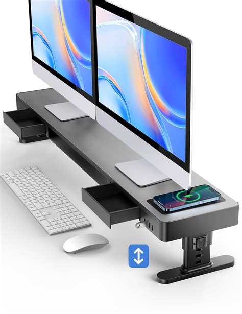 meatanty Dual Monitorständer mit 4 verstellbaren Höhen Auto Ladepad 4
