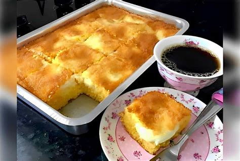 Bolo de milho cremoso flocão um bolo delicioso para o seu café ou