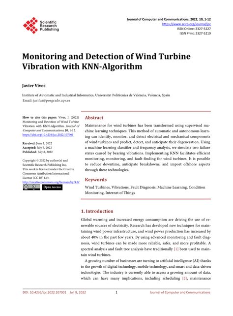 pdf monitoring and detection of wind turbine vibration with knn algorithm