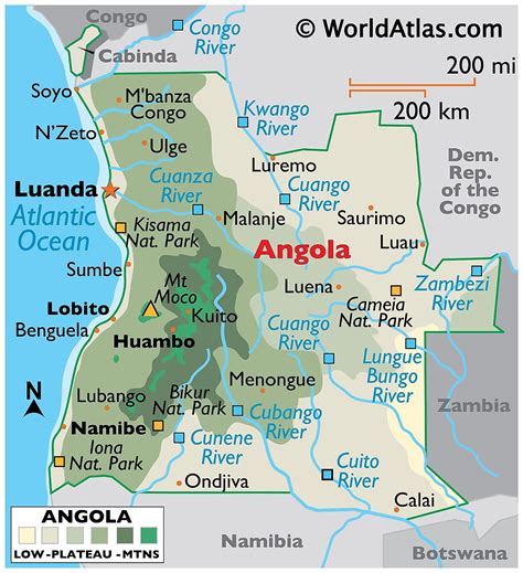 angola karta afrika Landkarte angola übersichtskarte regionen