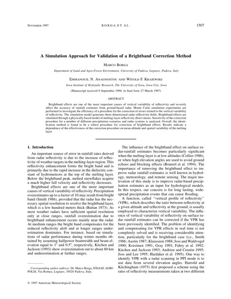 pdf a simulation approach for validation of a brightband correction method