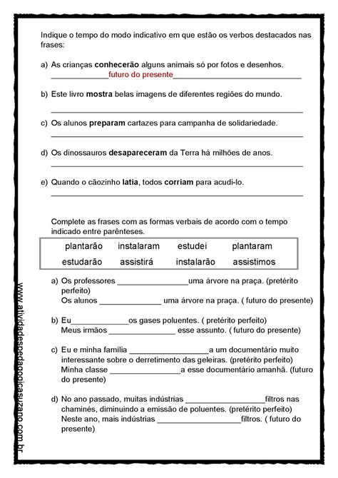 Atividades Sobre Verbos Ano Librain