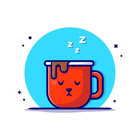 sött varmt kaffe sova tecknad vektor ikonillustration mat och dryck